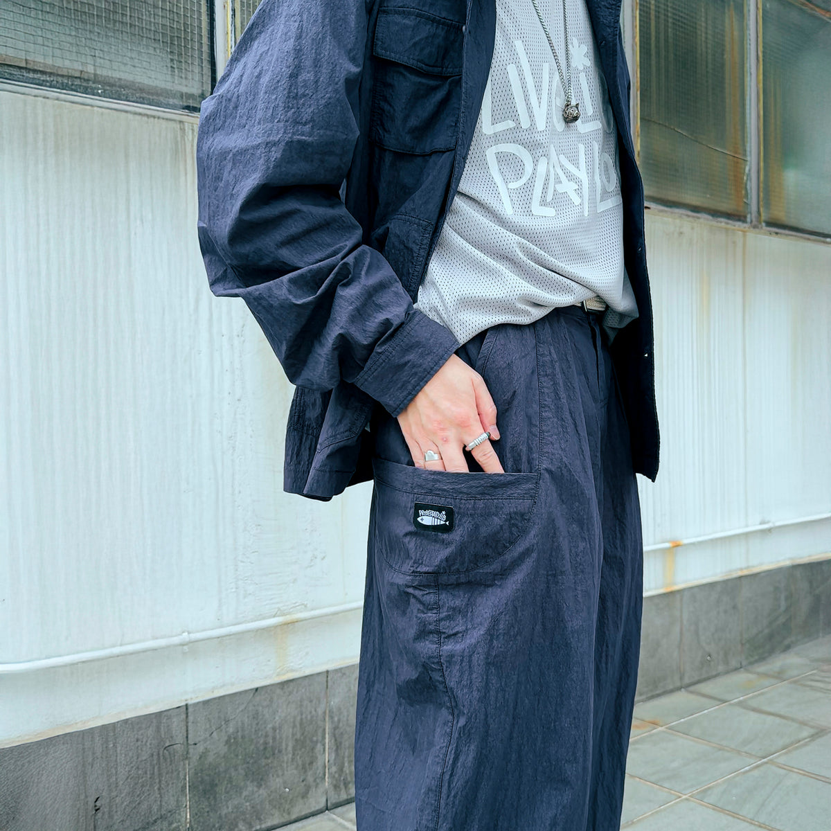 PROJECT AD-LIB Paper-Feel Washed Work Pants Navy – PROJECT 4
